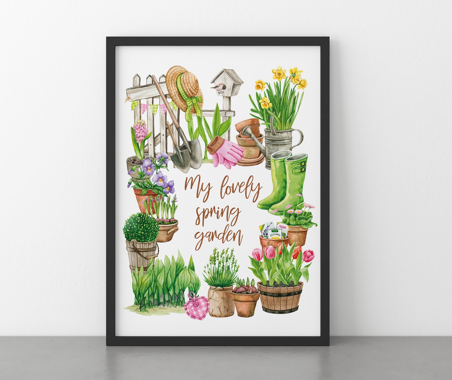 Watercolor Spring Garden Clipart Spring Flowers in Pots - Etsy