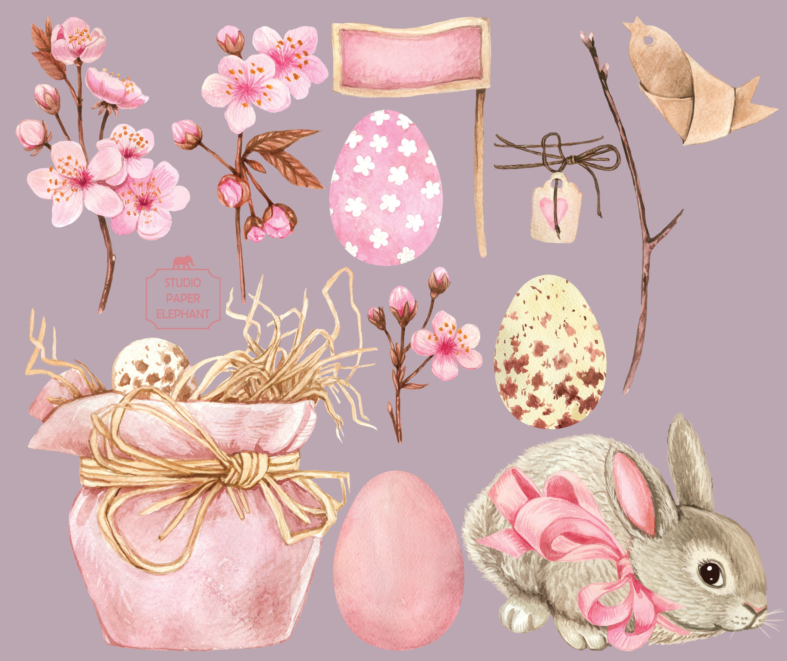 Watercolor Easter Clipart Easter Bunny Clipart Easter Eggs - Etsy