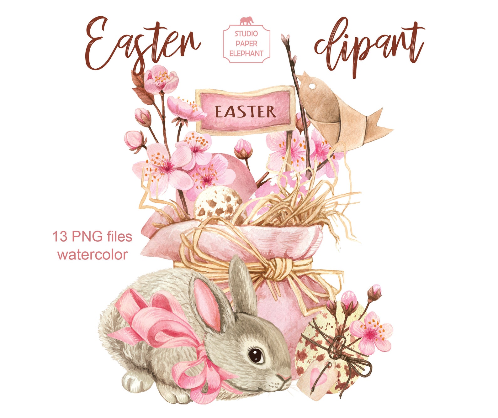 Watercolor Easter Clipart Easter Bunny Clipart Easter Eggs - Etsy