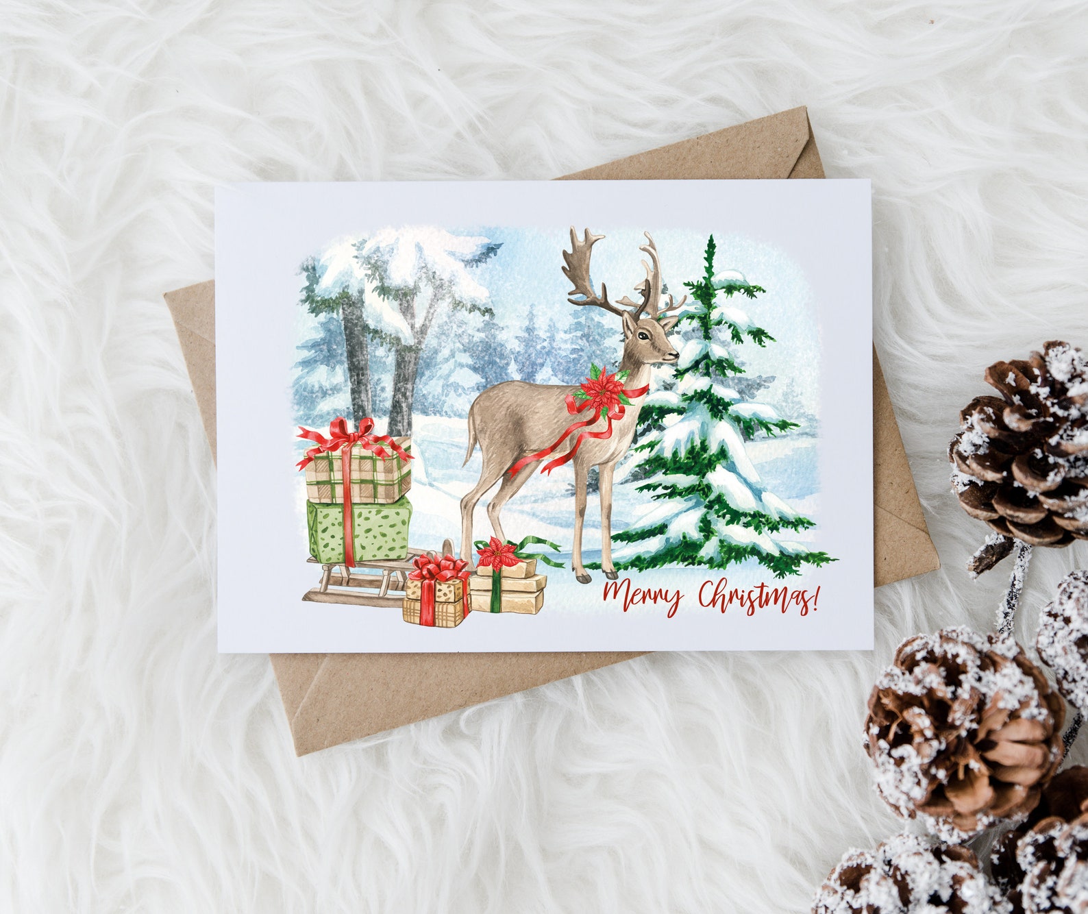 Forest Animals Christmas Clipart Fox Hare Deer Squirrel - Etsy