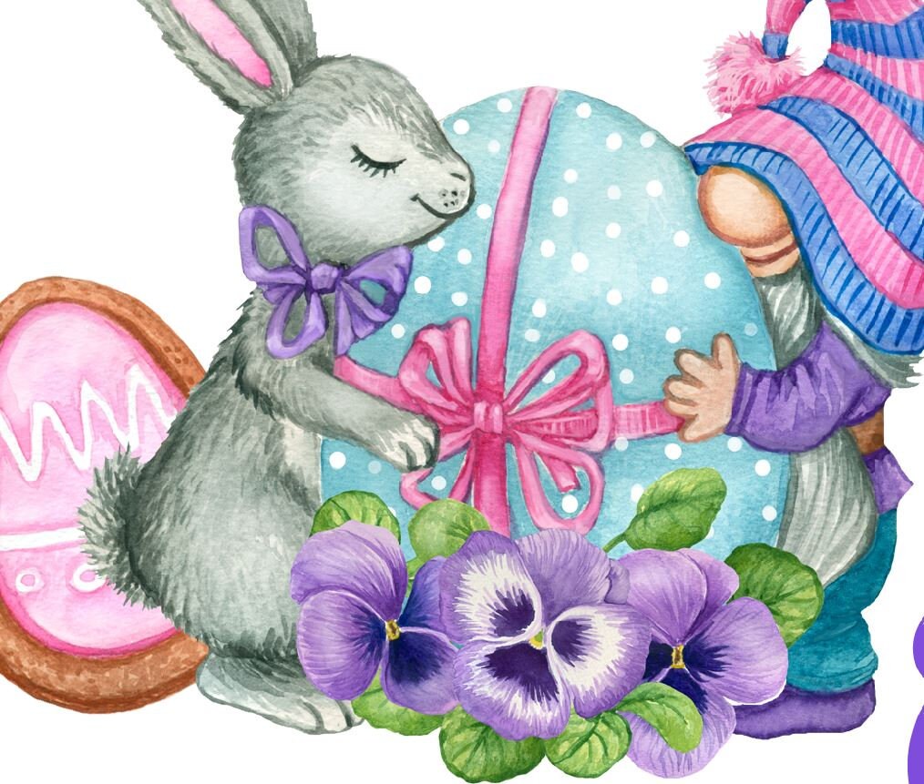 Watercolor Easter Gnomes Easter Bunny Easter Eggs Spring - Etsy