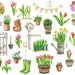 Watercolor Spring Garden Clipart Spring Flowers in Pots - Etsy