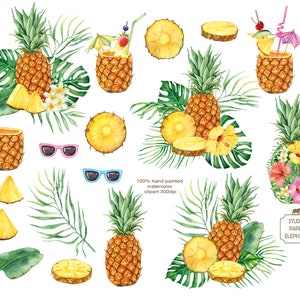 Watercolor Pineapples Clipart, Tropical Summer Clipart, Tropical ...