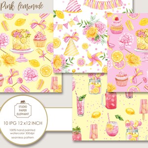 Pink Lemonade Party Seamless Pattern, Digital Paper, Scrapbook Paper ...