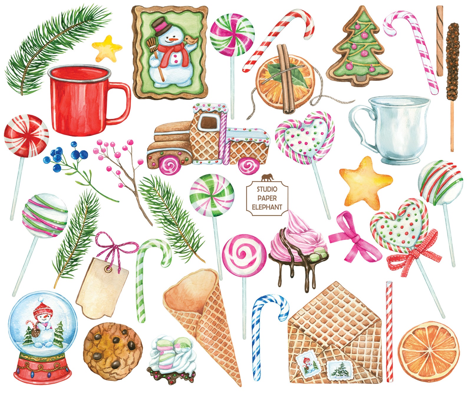 Watercolor Christmas Sweets Clipart Christmas Cookie - Etsy
