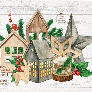 Watercolor Scandinavian Christmas Decor, Christmas Clipart, Farmhouse ...