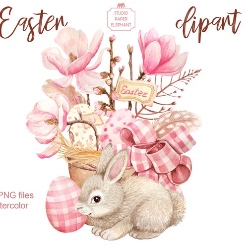 Watercolor Easter Gnomes Easter Bunny Easter Eggs Spring - Etsy