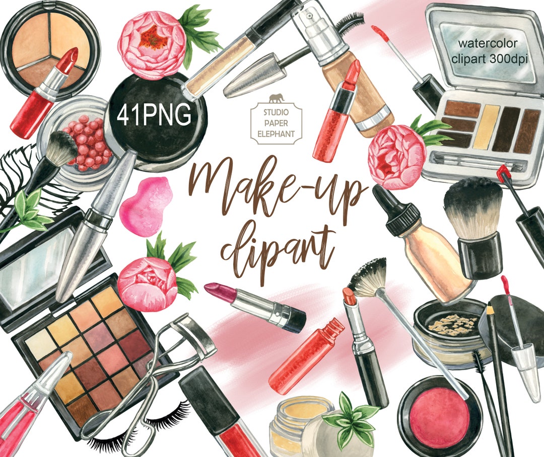 Watercolor Make up Clipart, Cosmetics Clipart, Beauty Clipart, Fashion ...