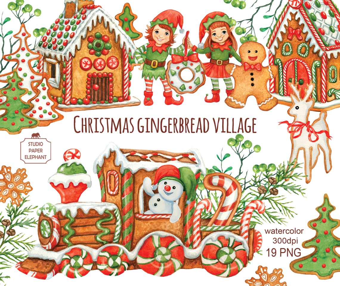 Christmas Gingerbread Clipart Christmas Elves Gingerbread - Etsy