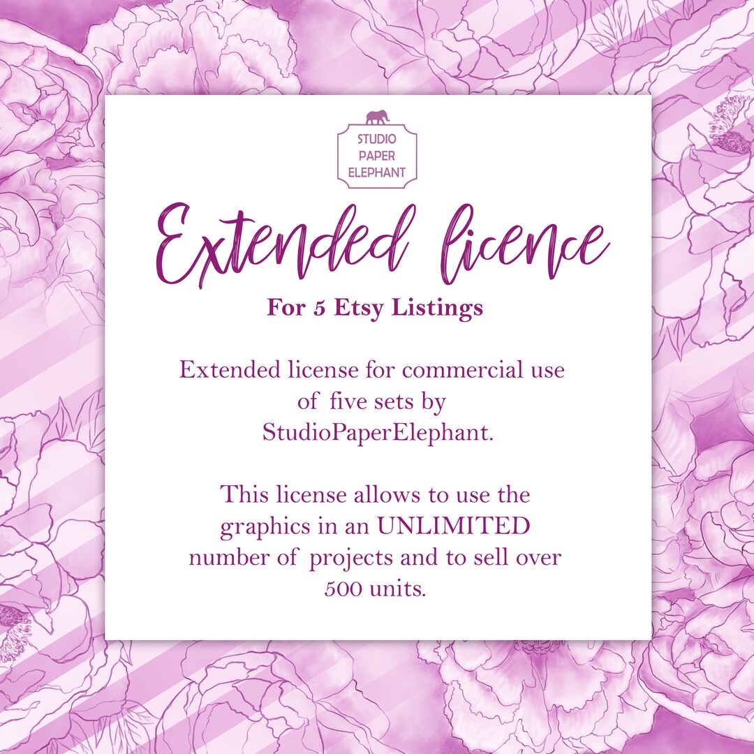 Extended License for Five Etsy Listings, Extended License for ...