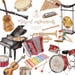 Watercolor Musical Instruments Clipart: PNG Set for Music Decor ...