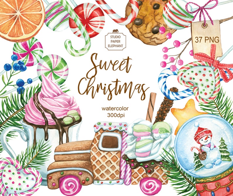 Watercolor Christmas Sweets Clipart Christmas Cookie - Etsy