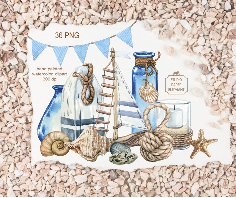 Watercolor Nautical Decor Clipart Nautical Design Nautical - Etsy