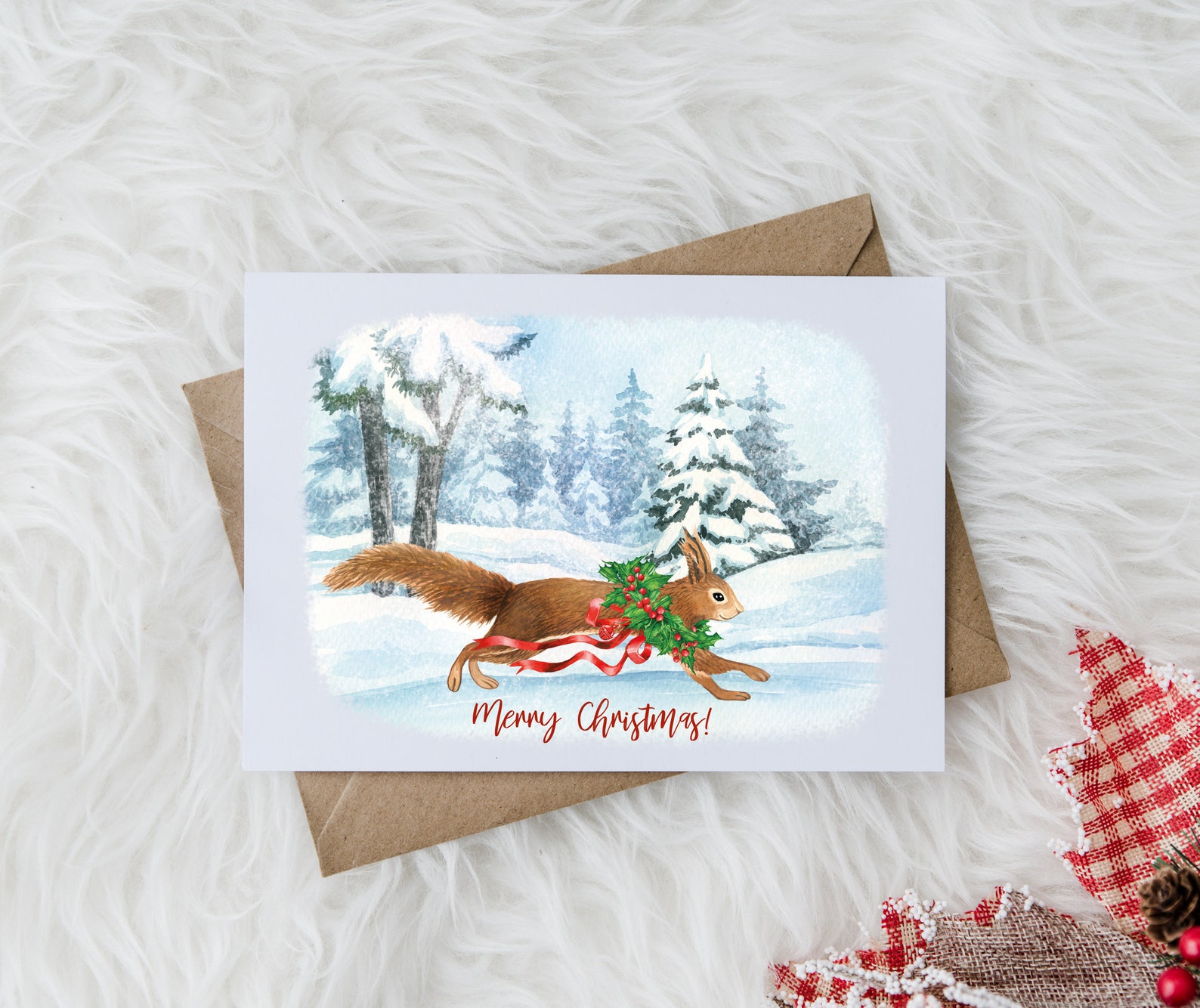 Forest Animals Christmas Clipart Fox Hare Deer Squirrel - Etsy