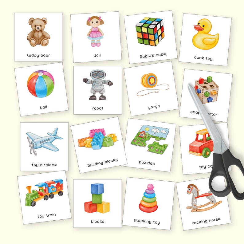 16 Toys Flashcards | Montessori Kids Learning, Non Ai (PDF) - Etsy