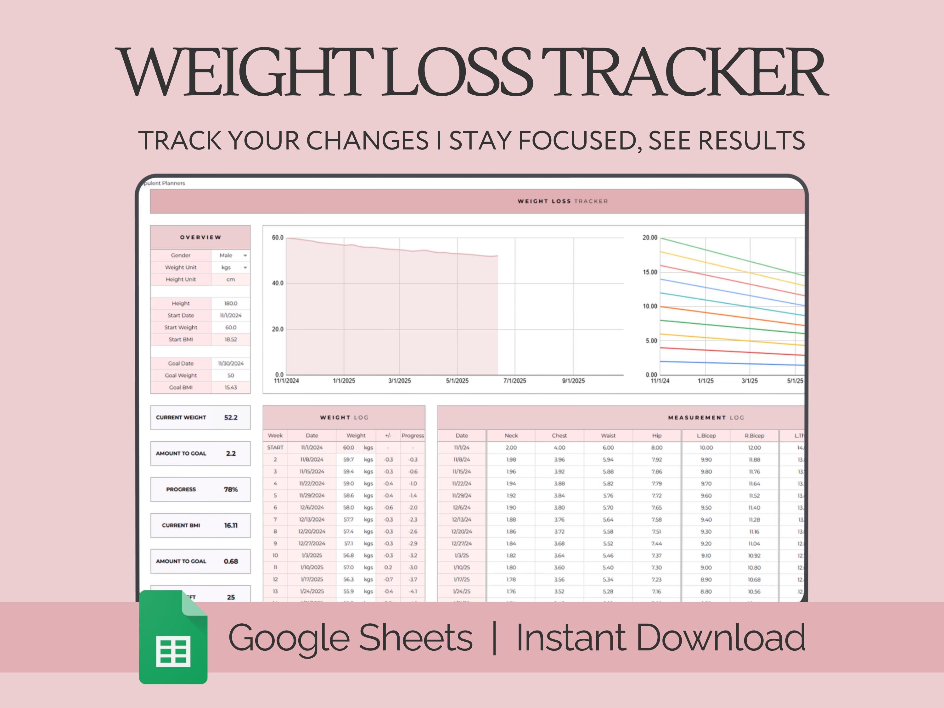 Weight Recording Chart Monthly Weight Chart Etsy