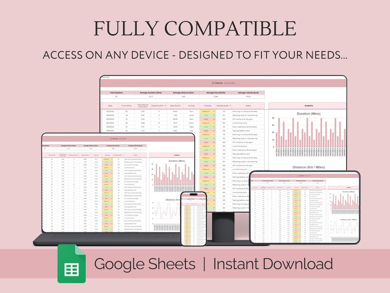 Digital Running Workout Planner Tracker for Google Sheets, Fitness ...