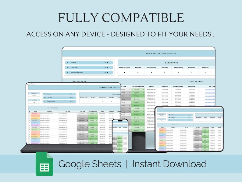 Job Application Tracker Google Sheets, Job Planner, Interview and Job ...