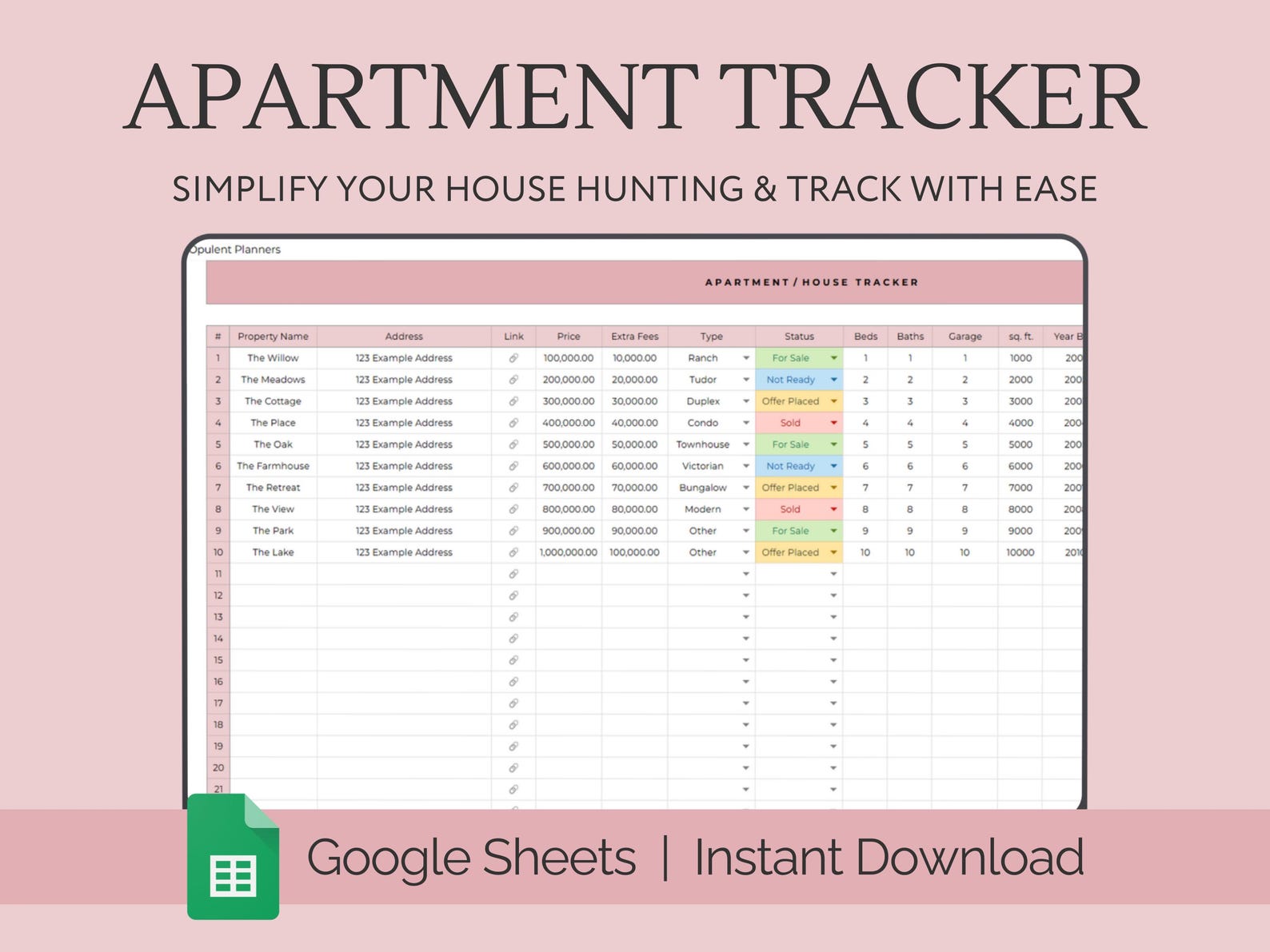 Apartment Hunting Spreadsheet House Hunting Checklist Apartment ...