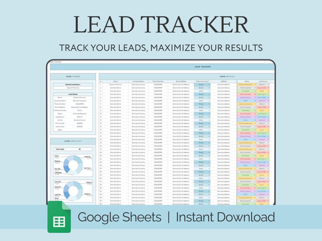 Lead Tracker Google Sheets Template, Client and Lead Management ...