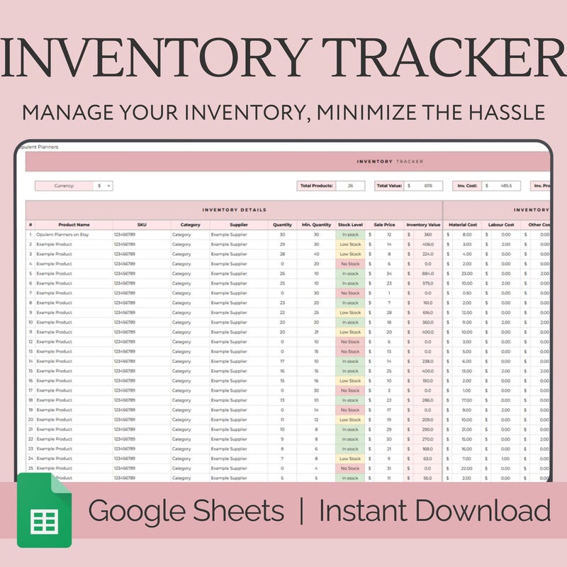 Supply List Log Sheet - Etsy