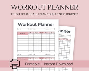 Workout Tracker Printable, Daily Exercise Log, Fitness Journal, Workout ...