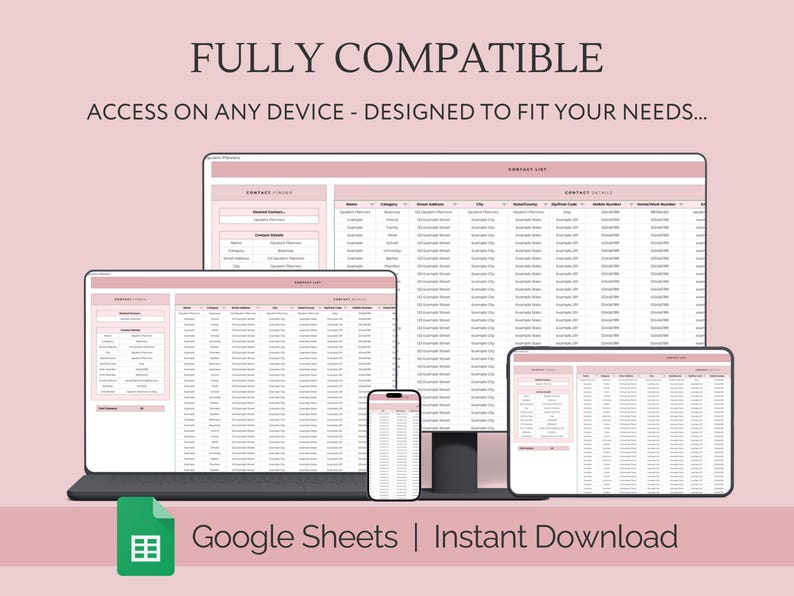 Contact List, Google Sheets, Address Book, Address Sheet, Contact ...