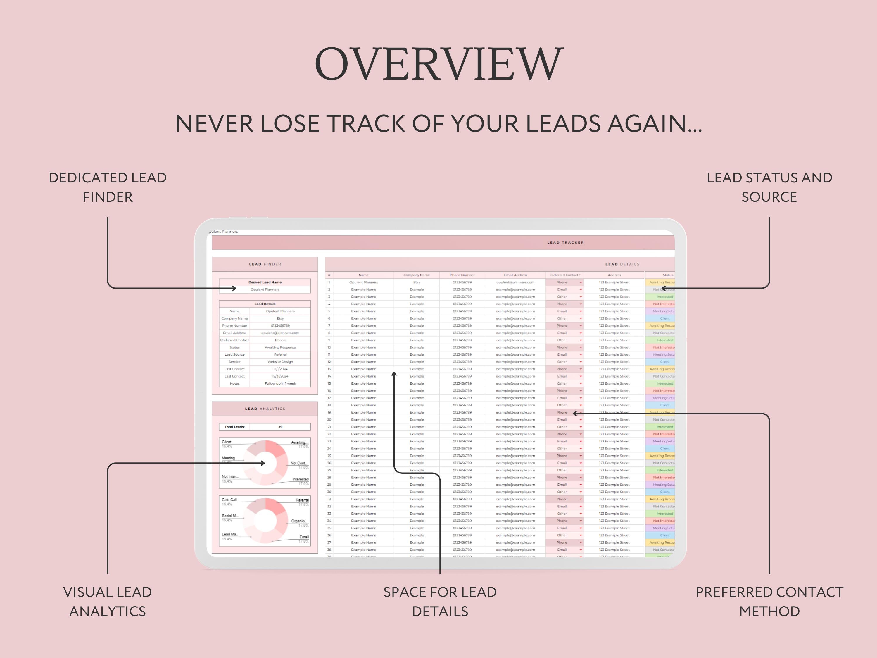 Lead Tracker Google Sheets Template, Client and Lead Management ...