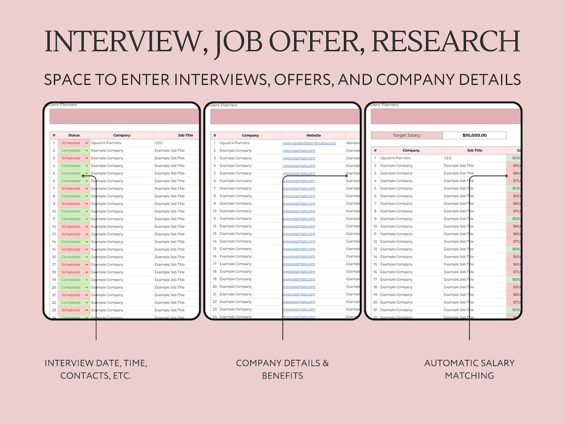 Job Application Tracker Google Sheets, Job Planner, Interview and Job ...