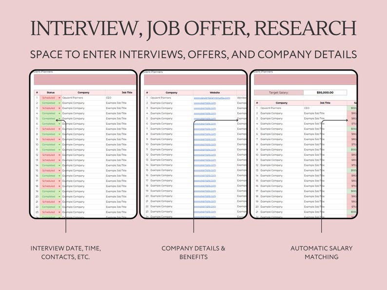 Job Application Tracker Google Sheets, Job Planner, Interview and Job ...