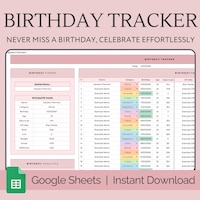 Printable Birthday Tracker: Birthday List Organizer (PDF) - Etsy