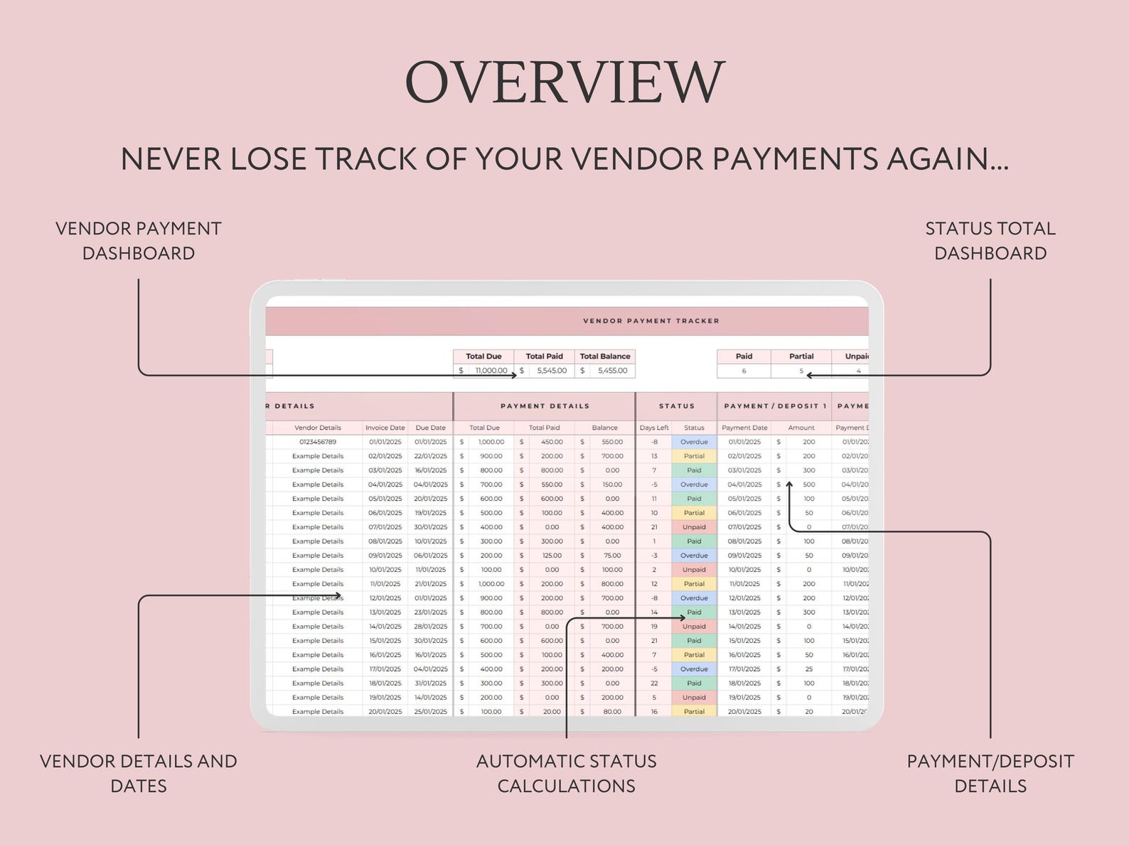 Wedding Vendor Payment Tracker, Wedding Spreadsheets, Wedding Planning ...