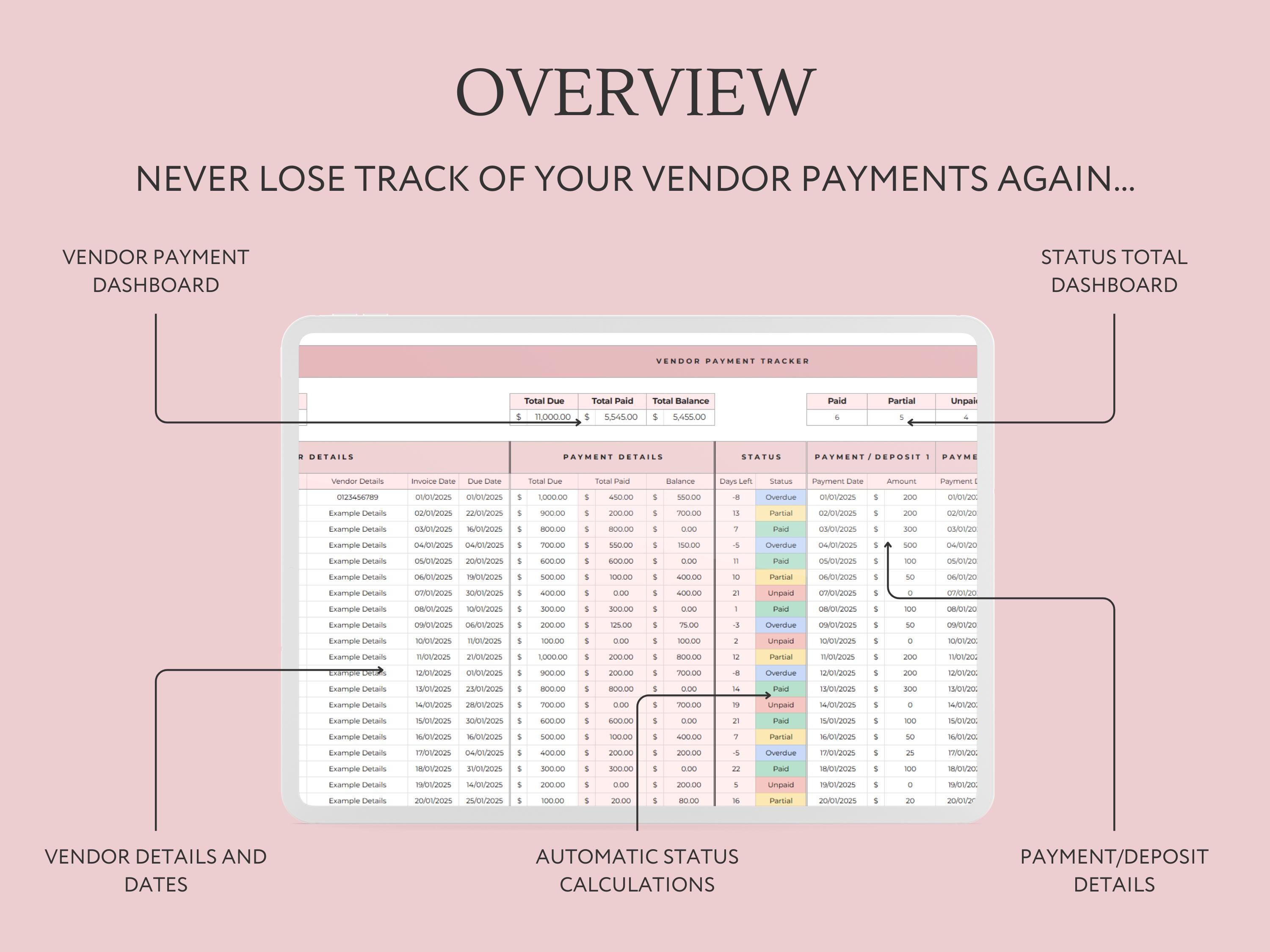 Wedding Vendor Payment Tracker, Wedding Spreadsheets, Wedding Planning ...