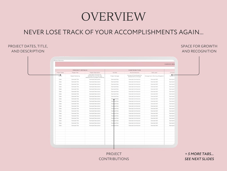 Career Tracker Spreadsheet, Google Sheets Template, Career Brag Spreadsheet, Accomplishment ...