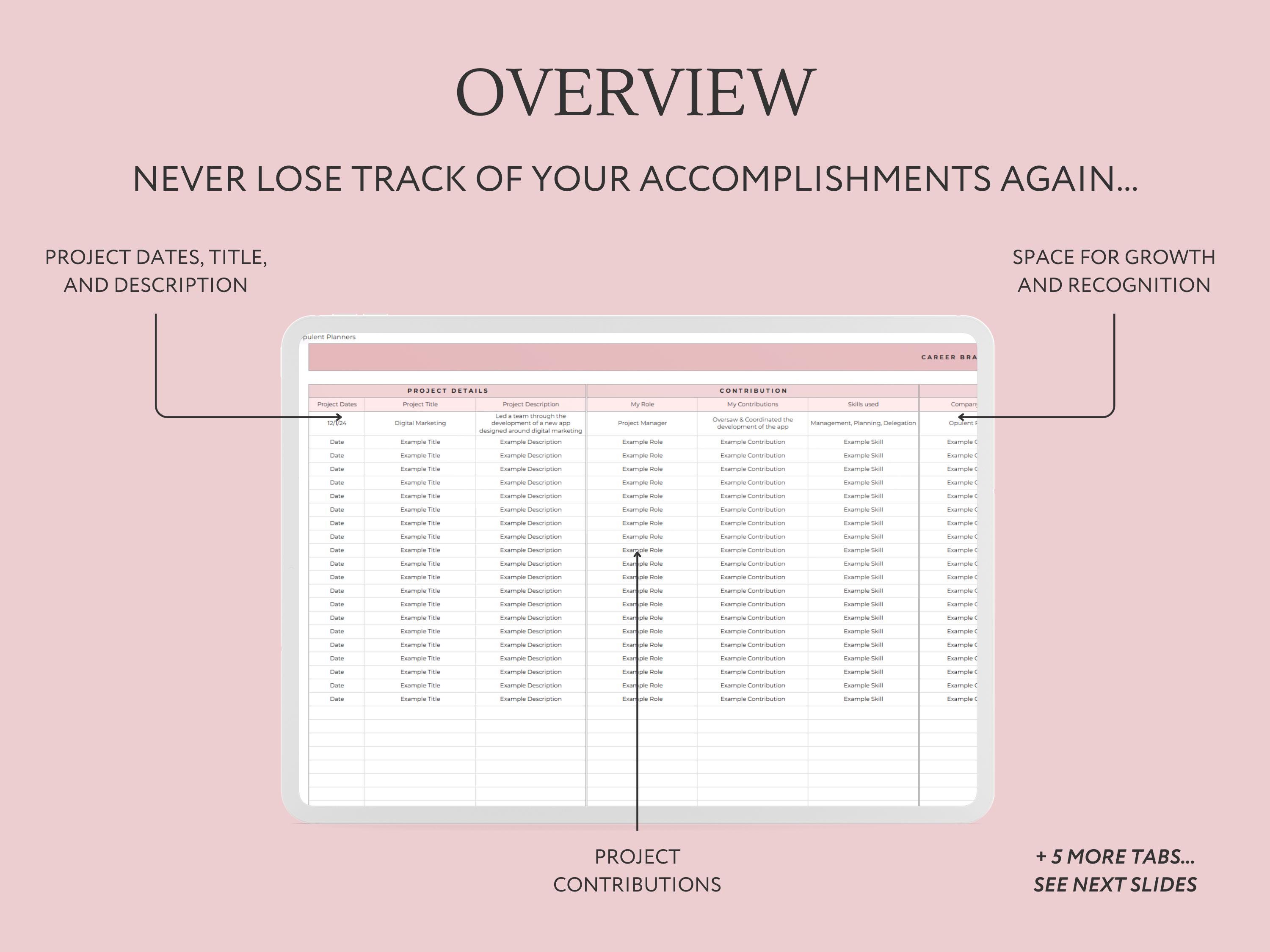 Career Tracker Spreadsheet, Google Sheets Template, Career Brag ...