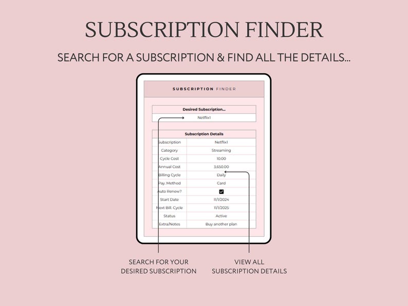 Subscription Tracker Google Sheets Template, Monthly Payment ...