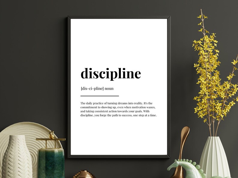 Discipline Definition Motivational Wall Art Poster Home Office Decor ...