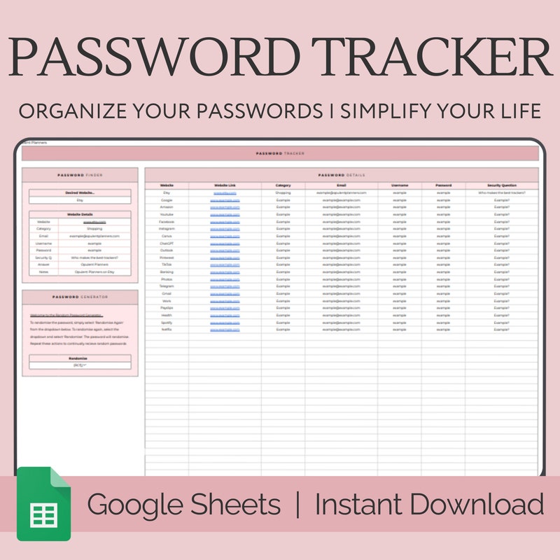 Password Excel Sheet Book - Etsy