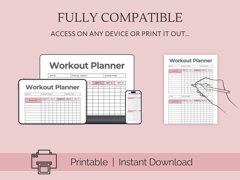Workout Tracker Printable, Daily Exercise Log, Fitness Journal, Workout ...
