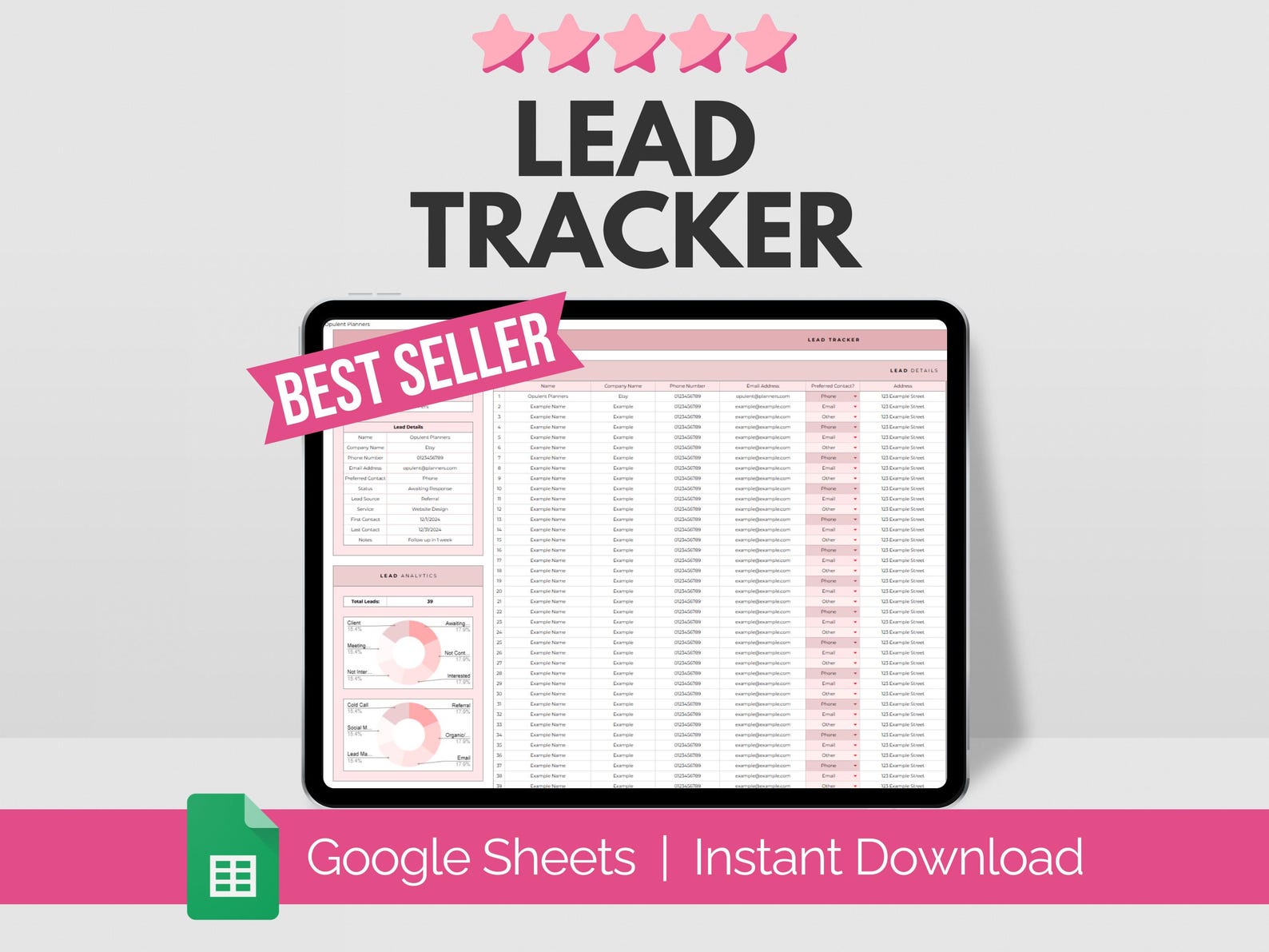 Lead Tracker Google Sheets Template, Client and Lead Management ...