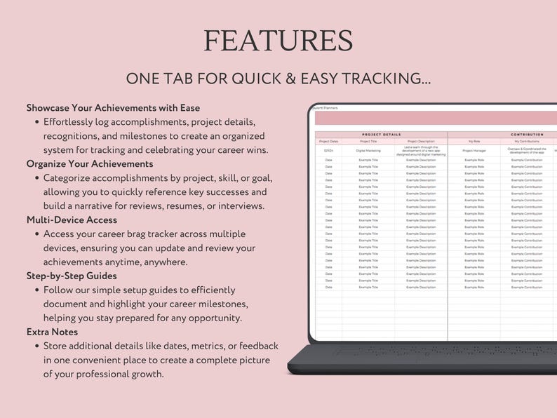 Career Tracker Spreadsheet, Google Sheets Template, Career Brag ...