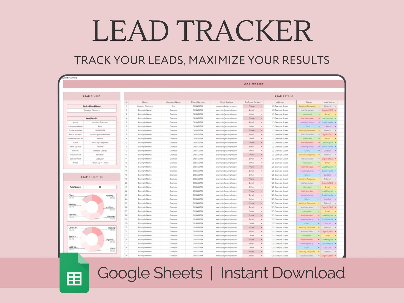 Lead Tracker Google Sheets Template, Client and Lead Management ...