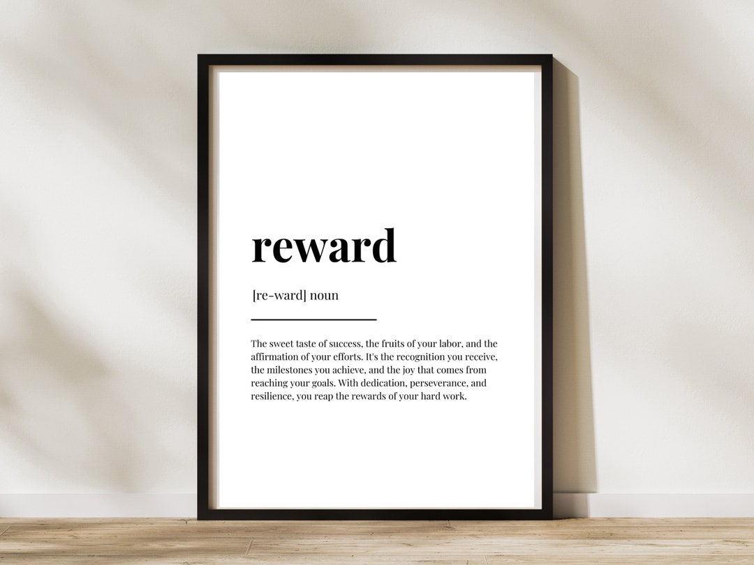 Reward Definition Motivational Wall Art Poster Home Office Decor ...