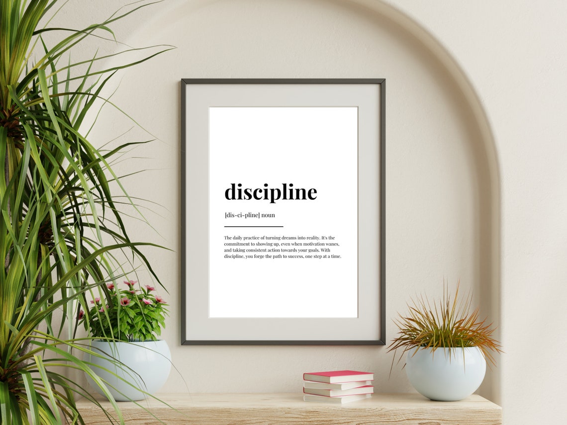 Discipline Definition Motivational Wall Art Poster Home Office Decor ...