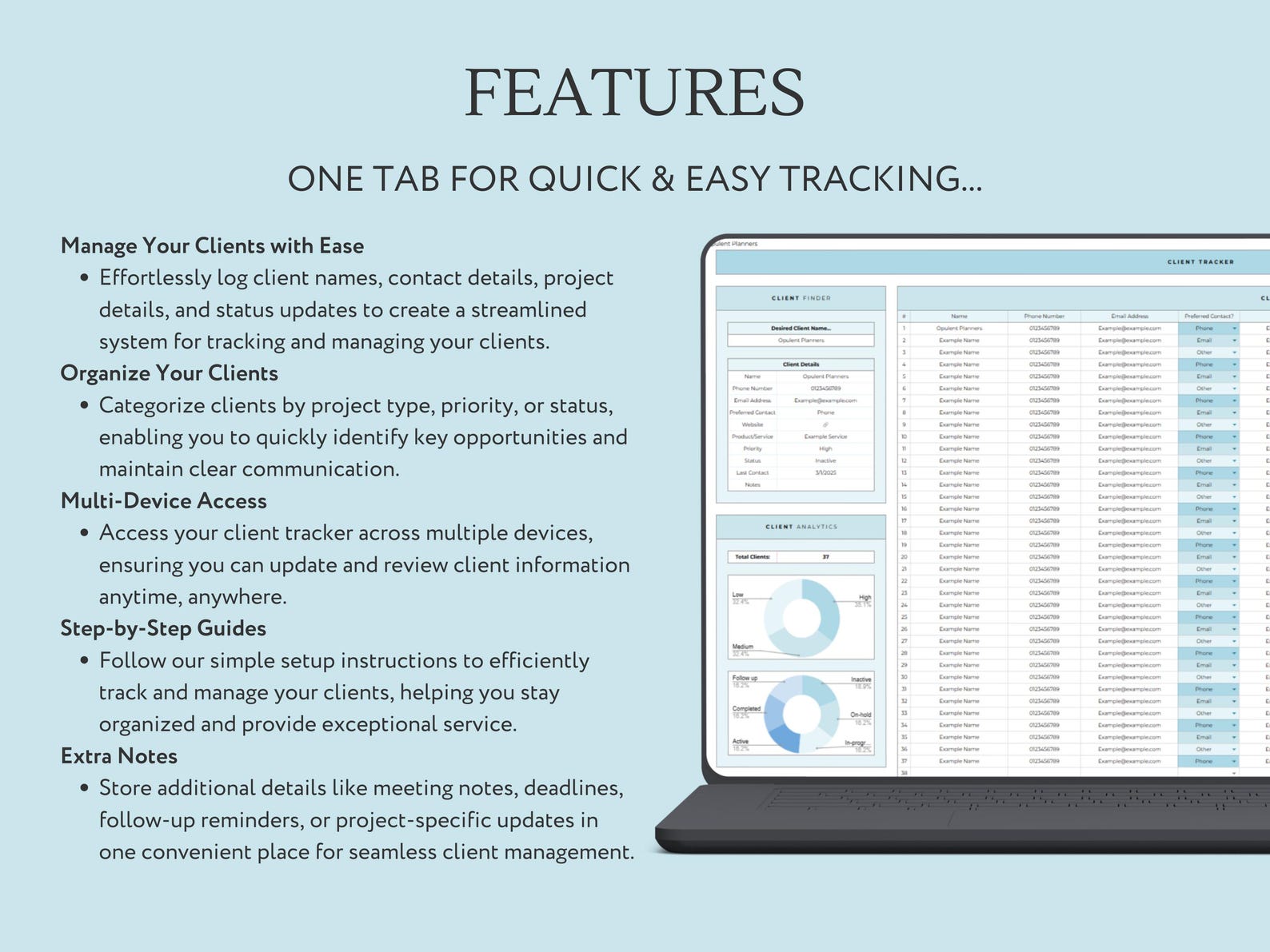 Client Tracker Spreadsheet, Small Business Template, Client Planner ...