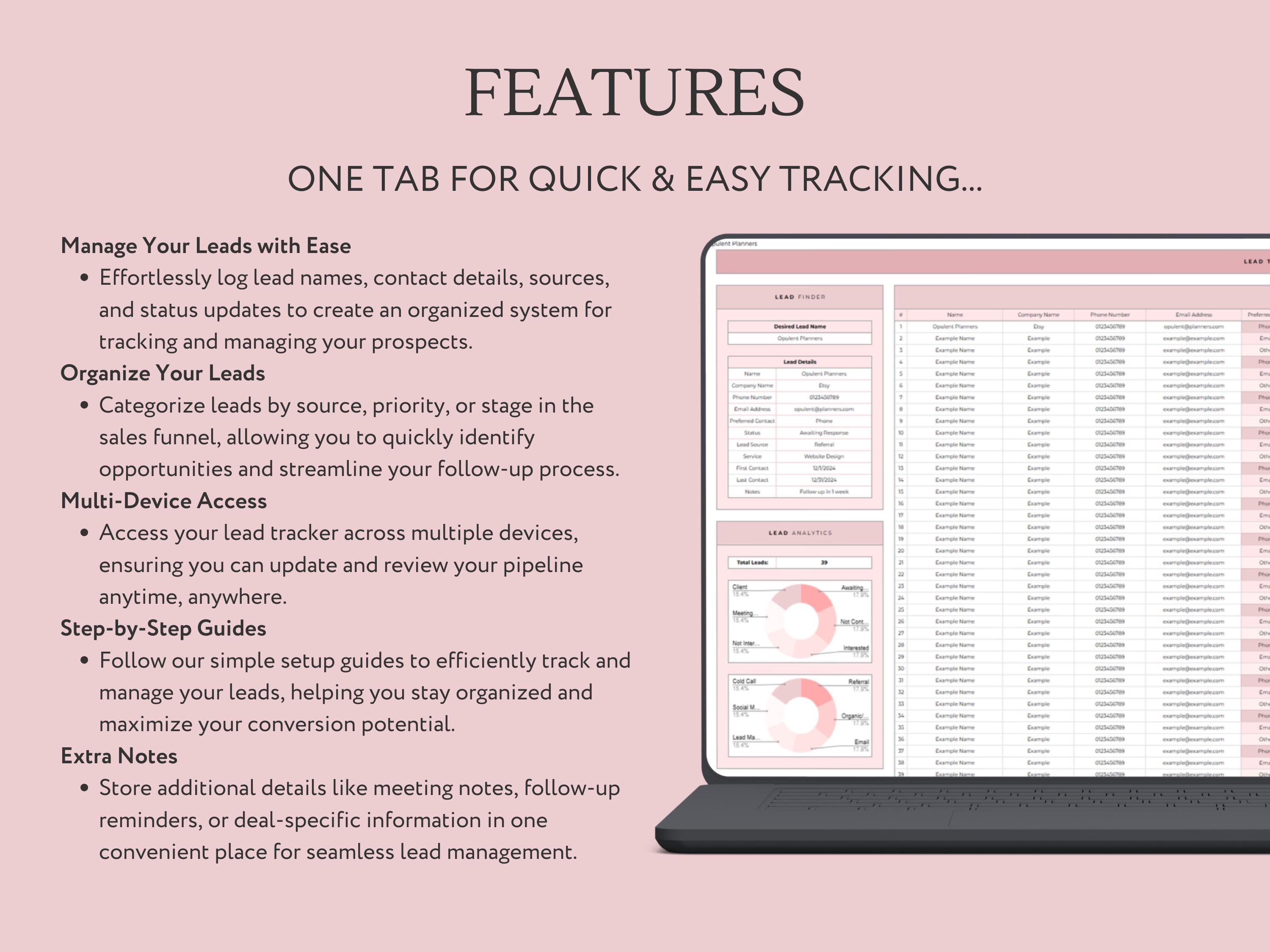Lead Tracker Google Sheets Template, Client and Lead Management ...
