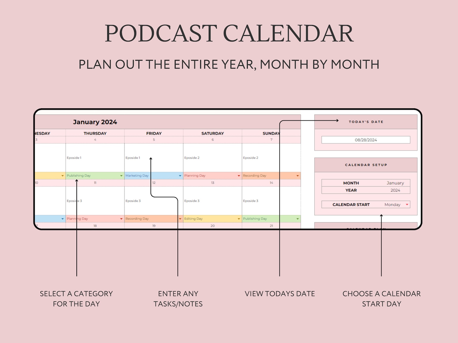 Podcast Planner Template Google Sheets Spreadsheet, Digital Content ...