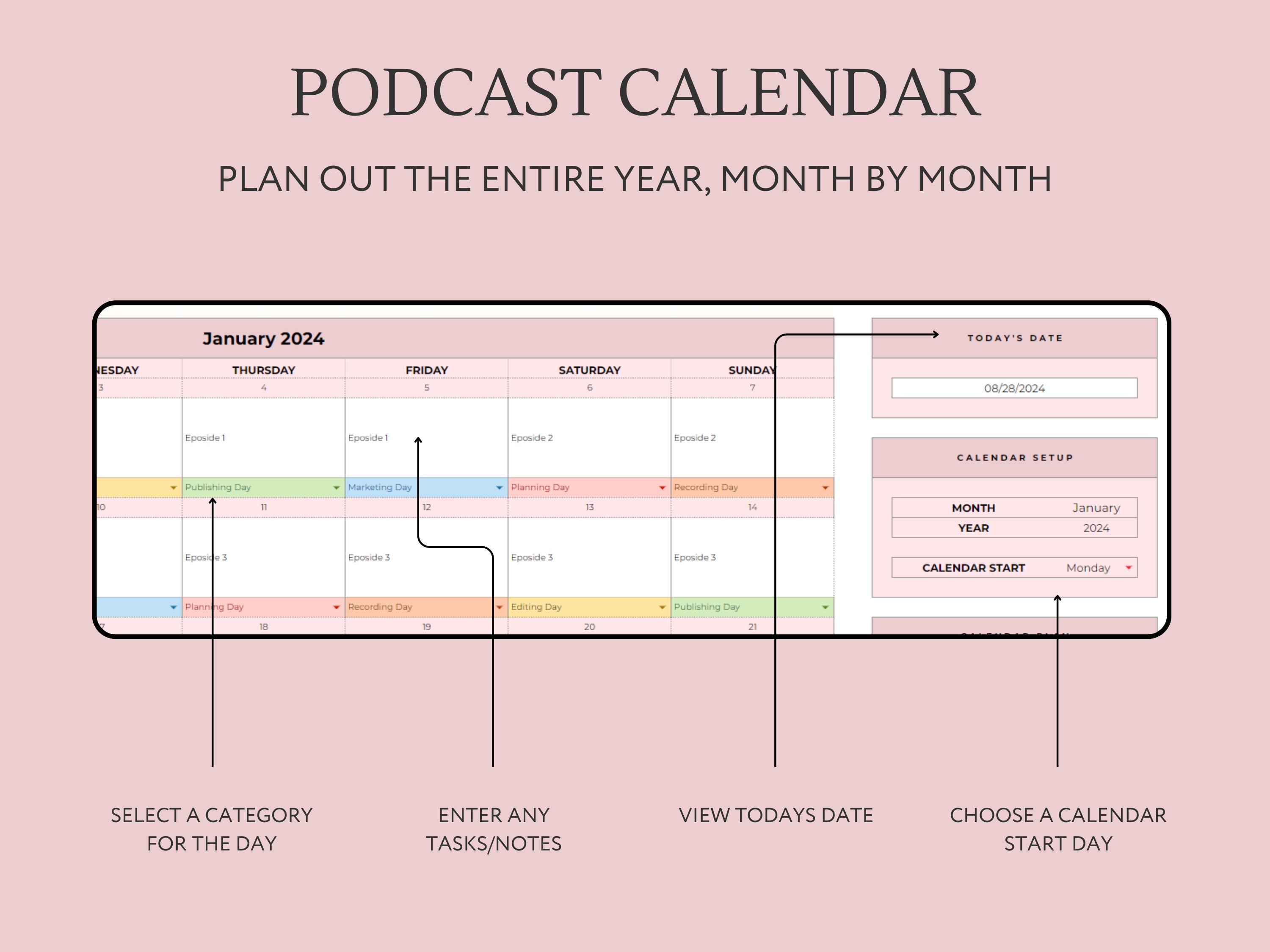 Podcast Planner Template Google Sheets Spreadsheet, Digital Content ...