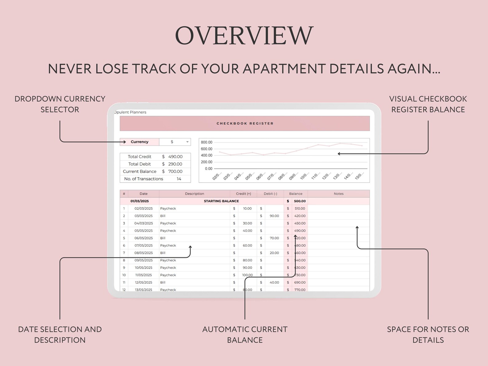 Digital Checkbook Bill Tracker Payment Checklist Spending Tracker ...
