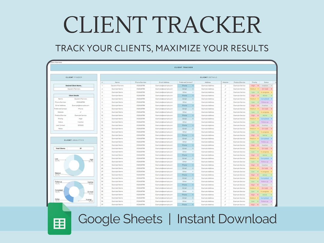 Client Tracker Spreadsheet, Small Business Template, Client Planner ...